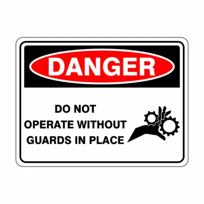 Do Not Operate Without Guards In Place + Symbol - Discount Safety Signs ...